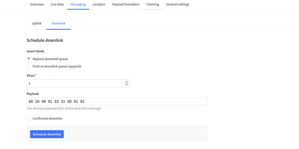 Sending a downlink message - The Things Network