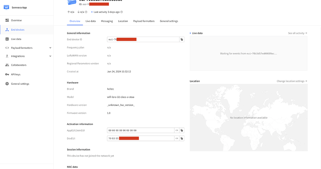 End device stop showing live data and some parameters are missing in device settings ...