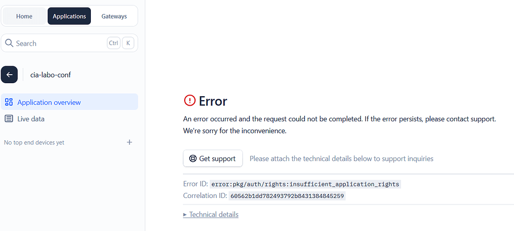 Error while removing an app (as former colaborator) - The Things Stack v3 - The Things Network