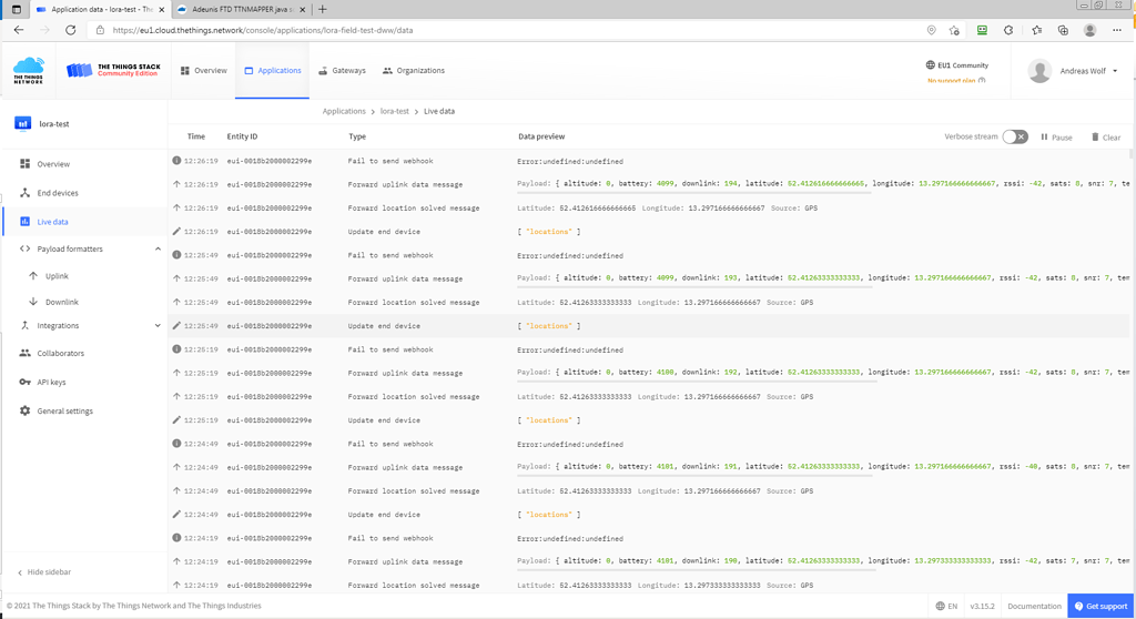 Adeunis FTD TTNMAPPER java script - The Things Stack v3 - The Things ...