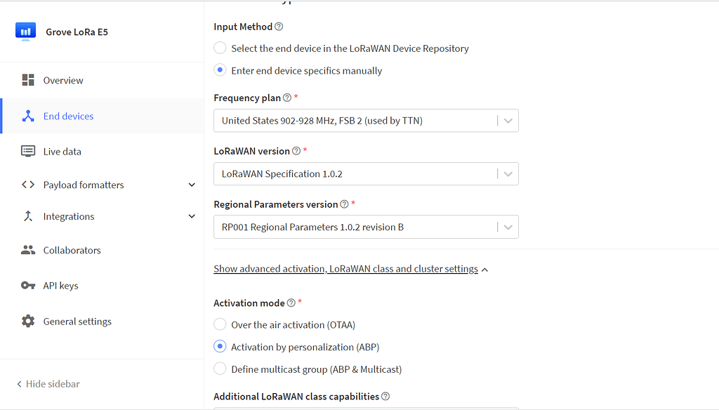 Where to input DevEui, APppEui on the new TTN version - End Devices (Nodes) - The Things Network