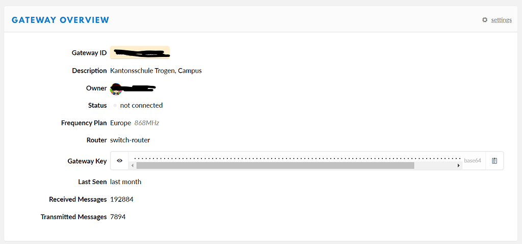 Gateway status not connected for a month - The Things Network