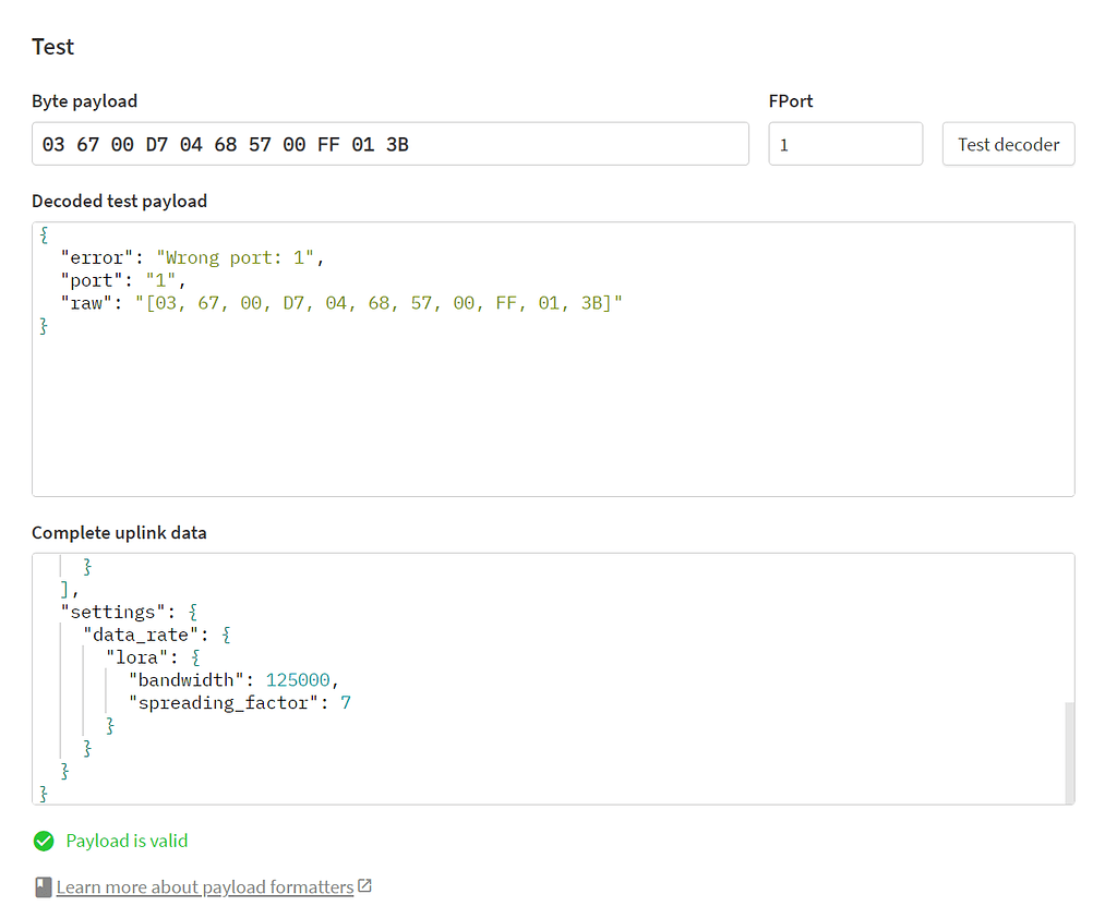 Payload Test Wrong Fport End Devices Nodes The Things Network