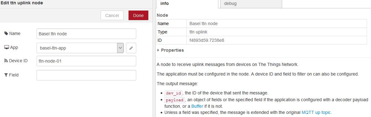 Getting Uplink Metadata Using Node Red Ttn Device Or Ttn Message Nodes Application
