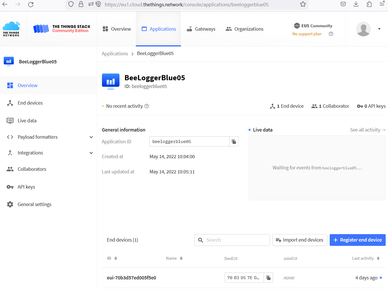 Data are visible at the gateway but not in the application - The Things ...