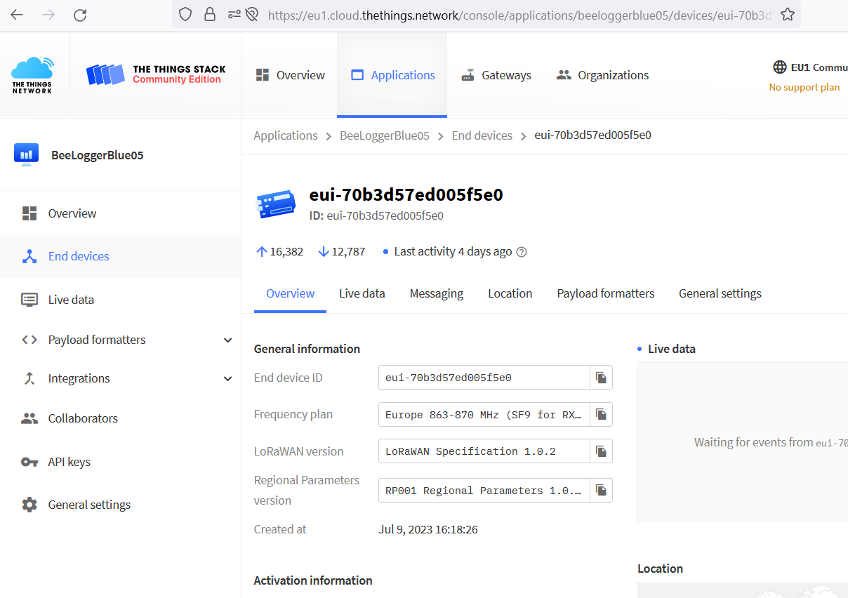 Data are visible at the gateway but not in the application - The Things ...