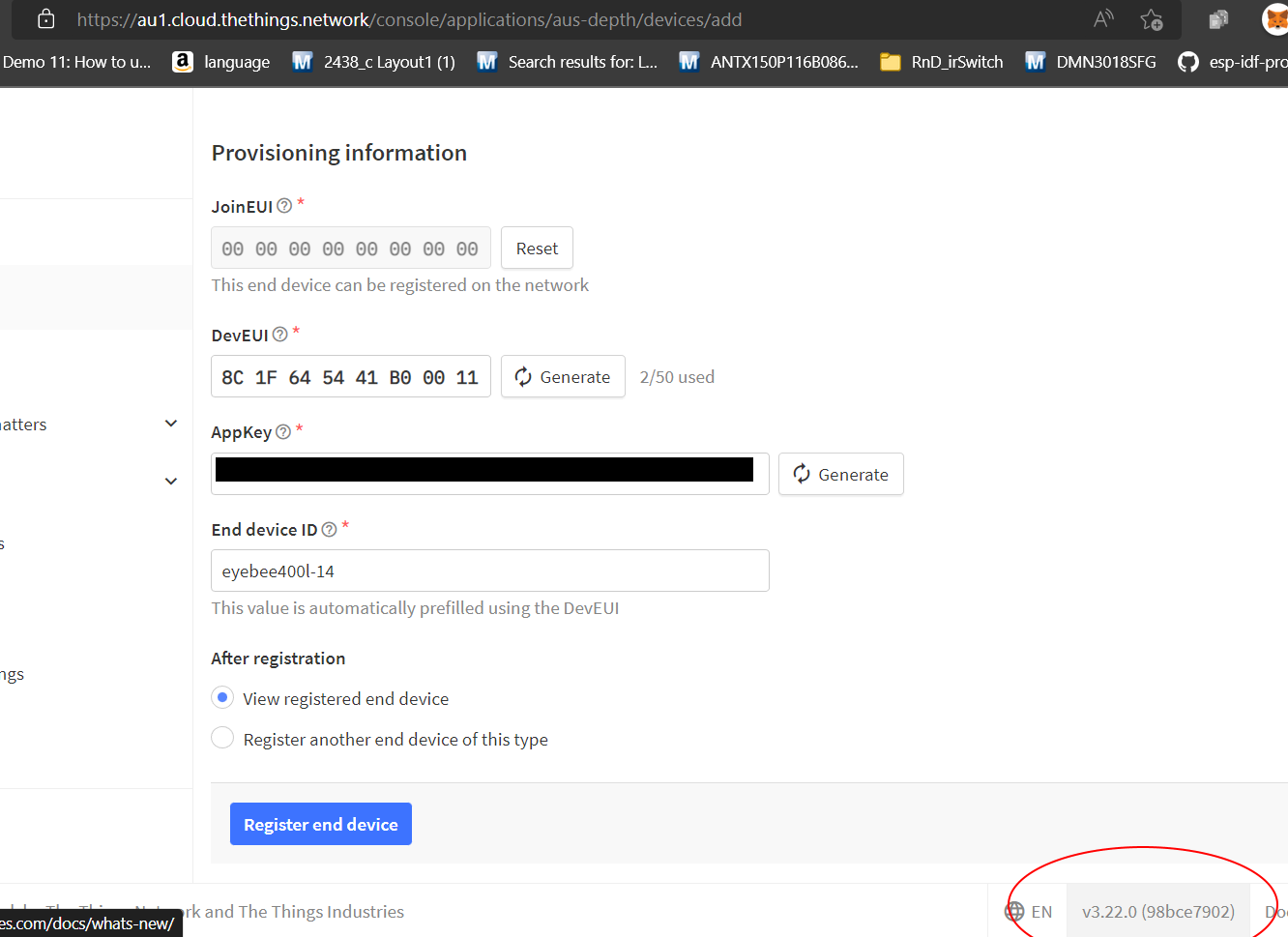 Unable to Add end-device - End Devices (Nodes) - The Things Network
