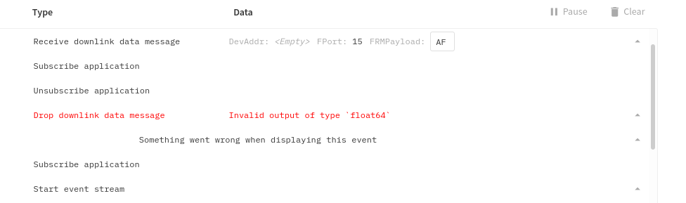 Drop downlink data message: no payload when using downlink payload formatters - The Things Stack ...